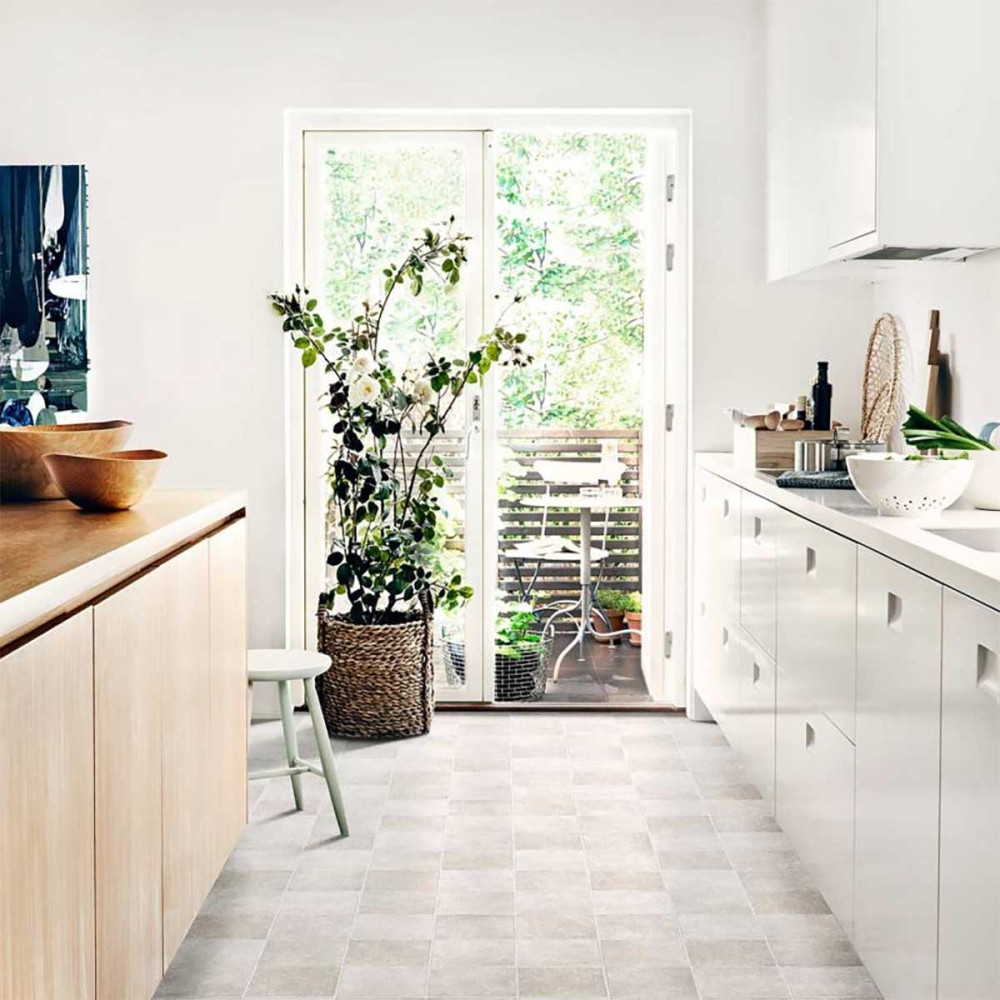 Sol pvc carrelage beige en stock en 4m et 2m de large