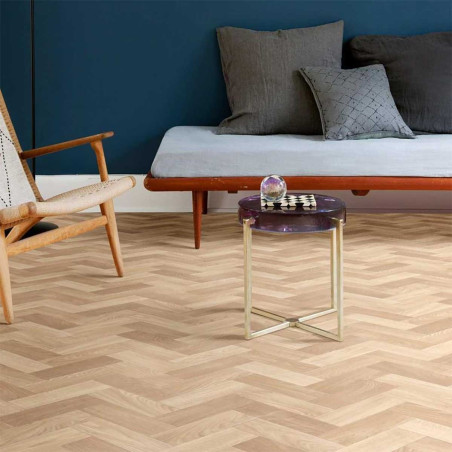 Sol vinyle décor chevron parquet